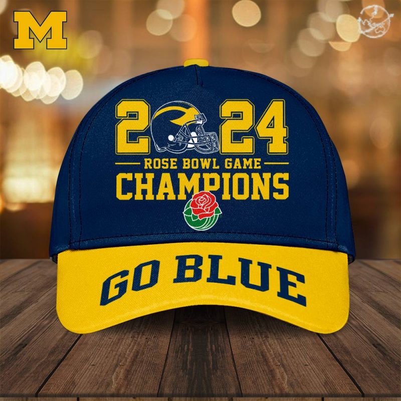 Michigan Wolverines 2024 Rose Bowl Game Champions Go Blue Cap - Creativteeshop