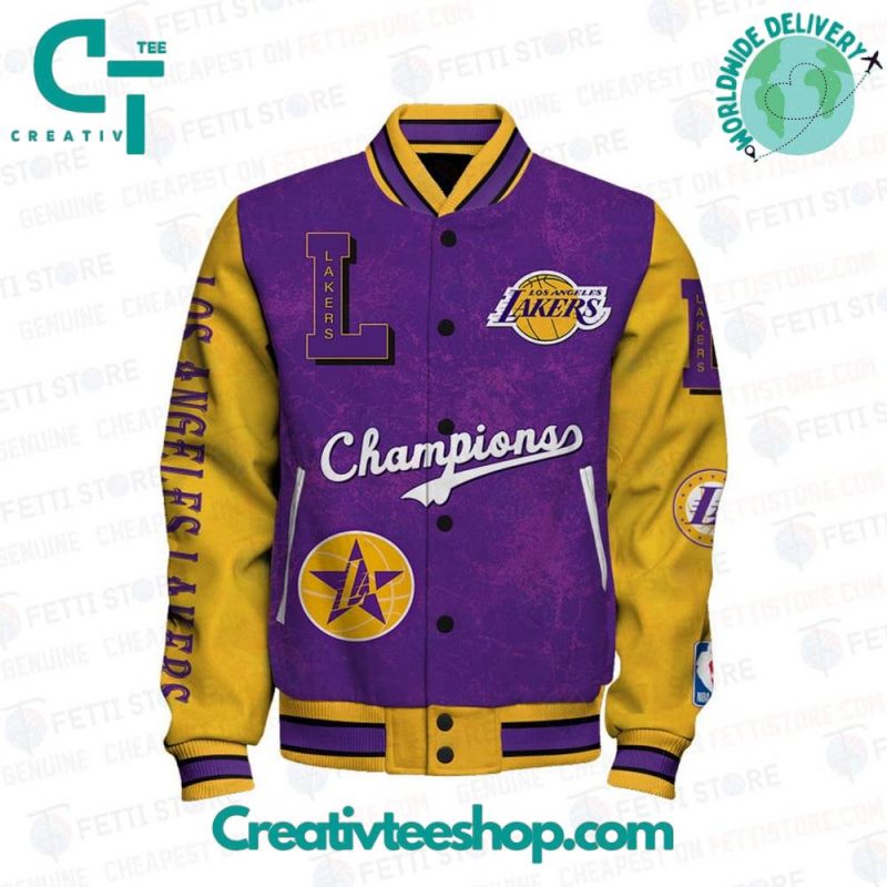 NBA Los Angeles Lakers 17-Time Champions Baseball Jacket - Creativteeshop