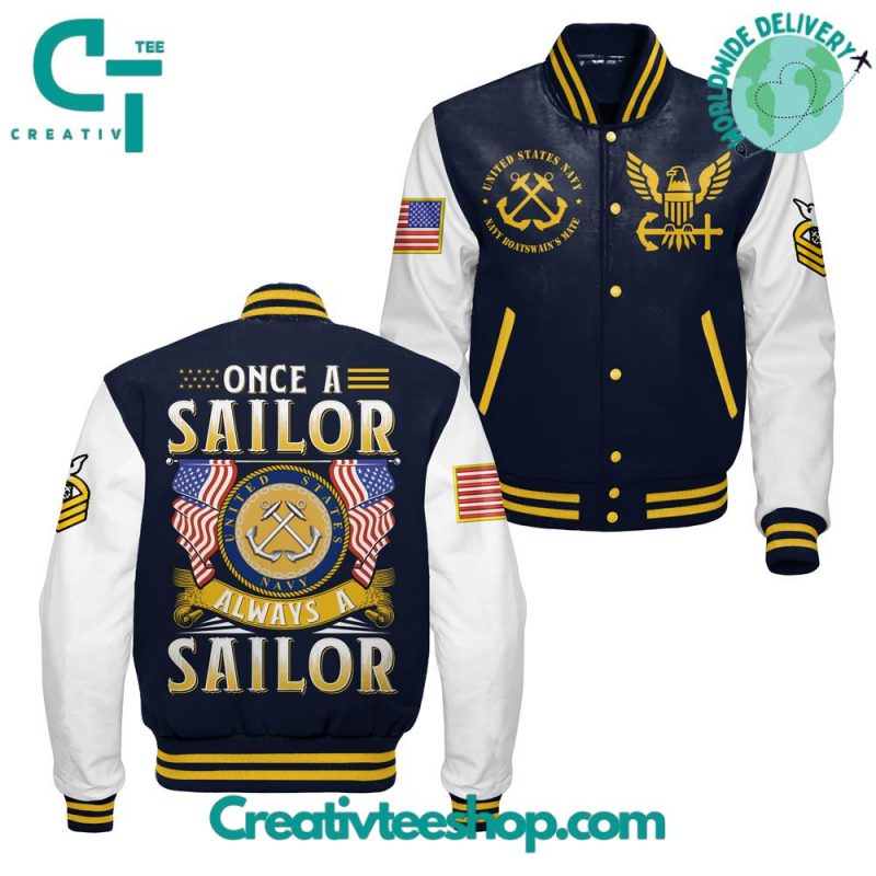 US Navy "Once A Sailor Always A Sailor" Baseball Jacket - Creativteeshop