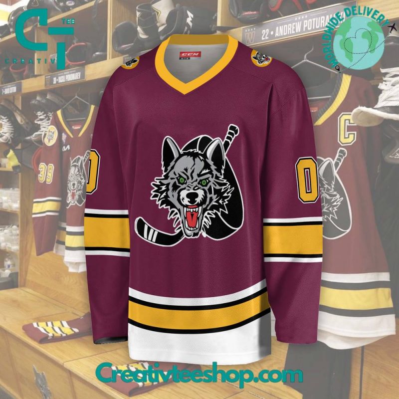 AHL Chicago Wolves 2024 Burgundy Hockey Jersey - Creativteeshop