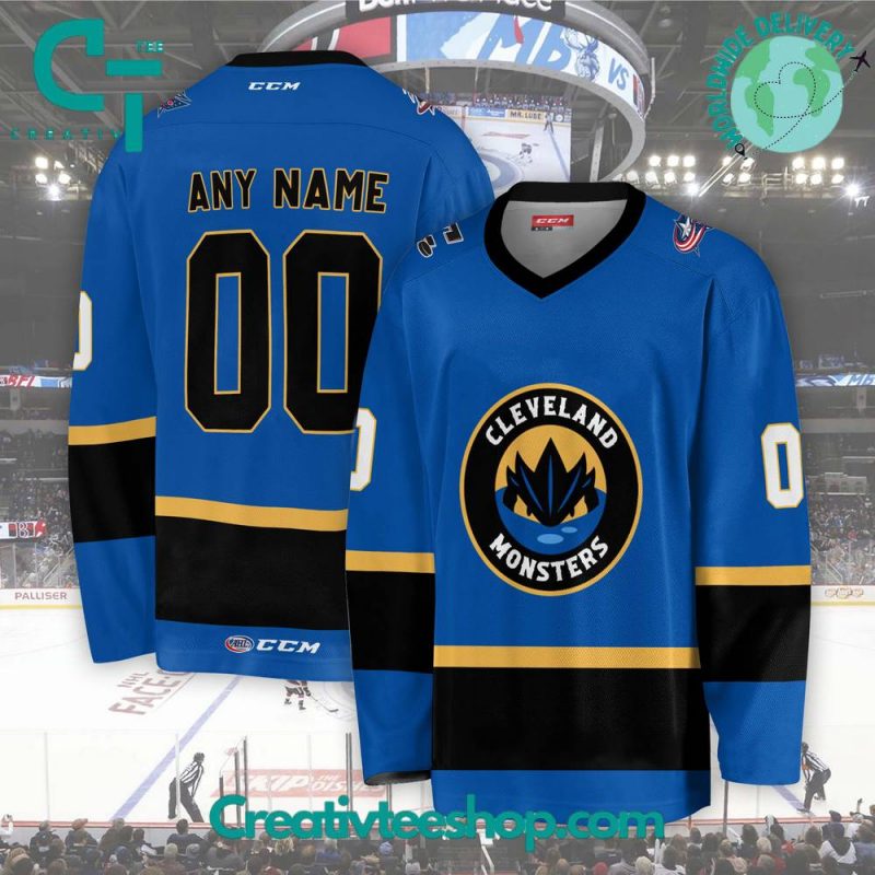 AHL Cleveland Monsters 2024 Blue Hockey Jersey - Creativteeshop