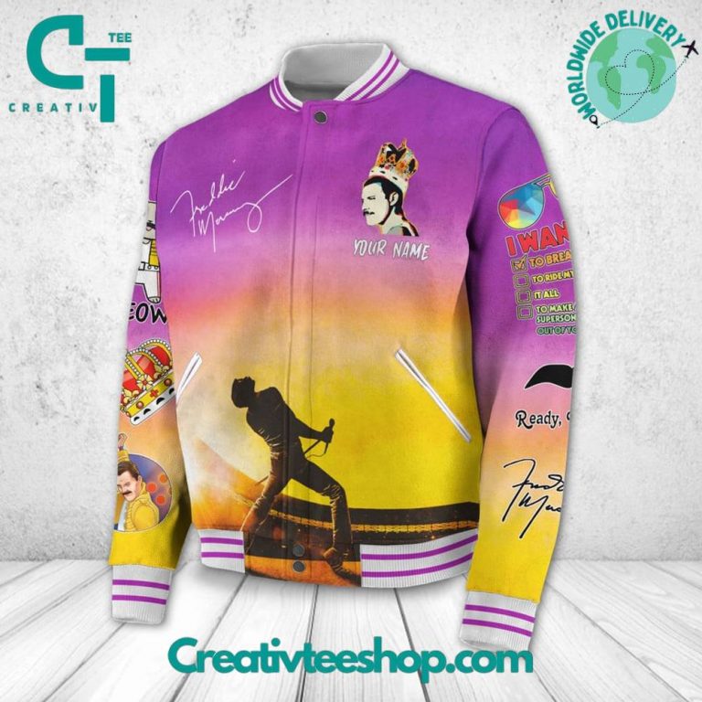 Freddie Mercury Custom Name Baseball Jacket - Creativteeshop Freddie Mercury Custom Name Baseball Jacket - Creativteeshop