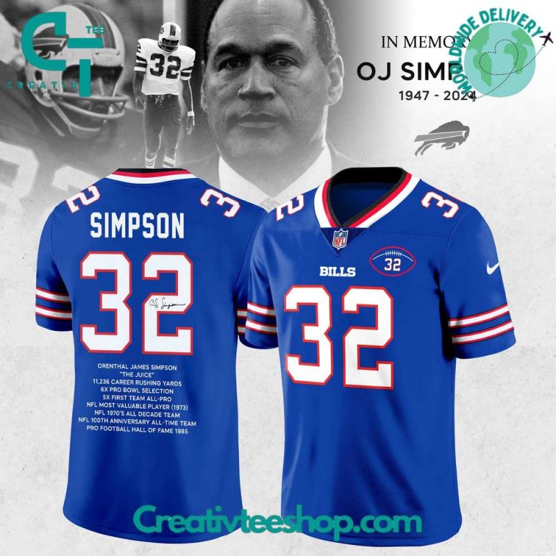 RIP Oj Simpson Buffalo Bills Blue Football Jersey - Creativteeshop